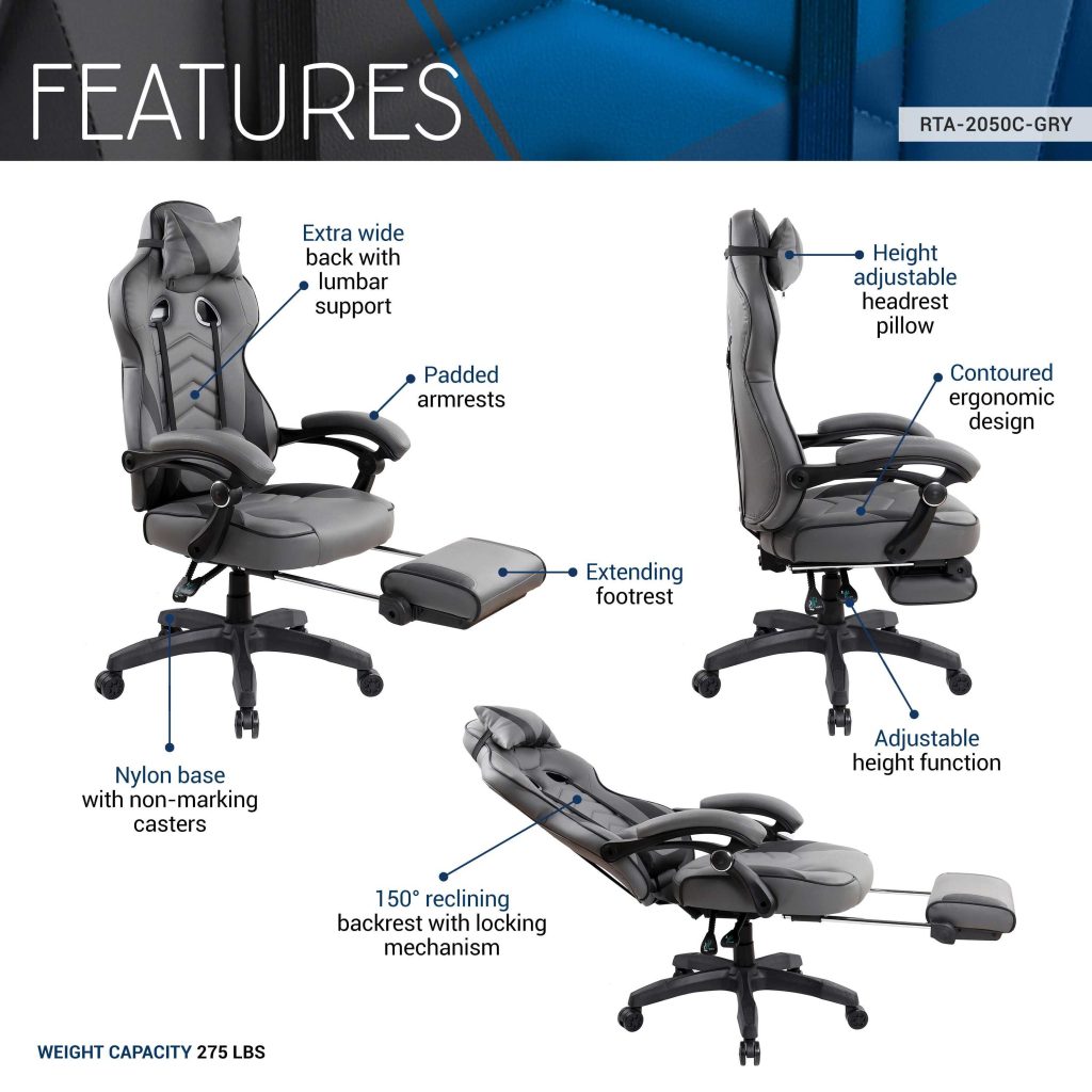 Gaming Chairs With Footrest And Reclining Features For Comfort ...